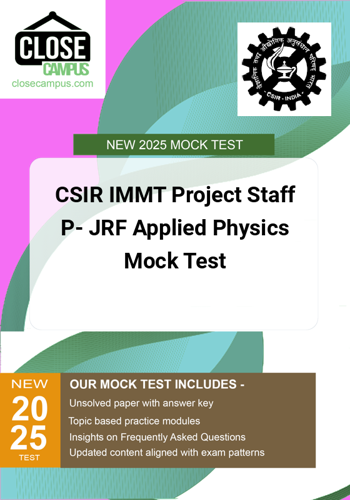 Buy CSIR IMMT Project Staff P JRF Applied Physics Mock Test 2026 ...